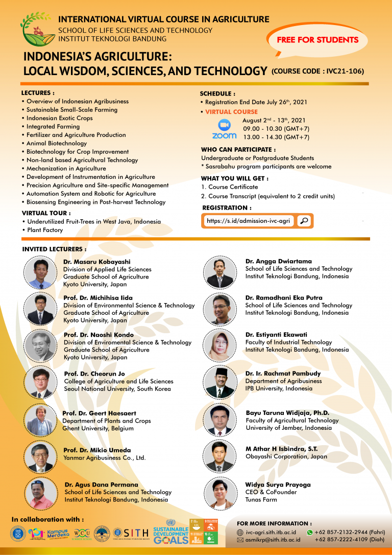 International Virtual Course in Agriculture 2021 – Program Studi Sarjana Rekayasa Pertanian SITH-ITB